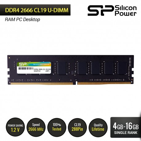 Silicon Power DDR4 2666MHz CL19 UDIMM - 4GB-16GB
